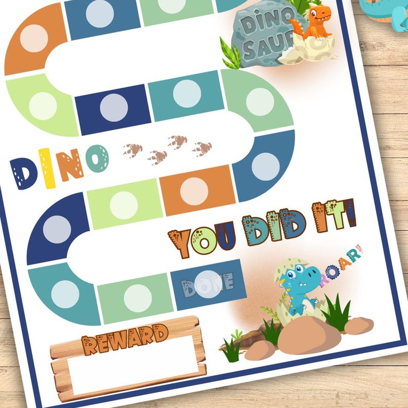 Dinosaur Themed Reward Chart for Kids Potty Training Chart for Children ...