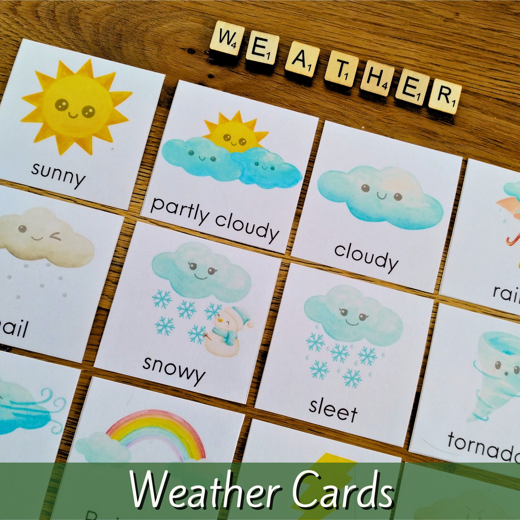 3 Part Weather Flashcards - Preschool Learning - Home School Activities ...