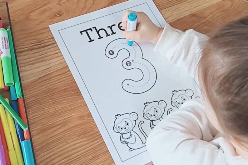 Preschool Worksheets for Kids Number Tracing Activity for Montessori ...