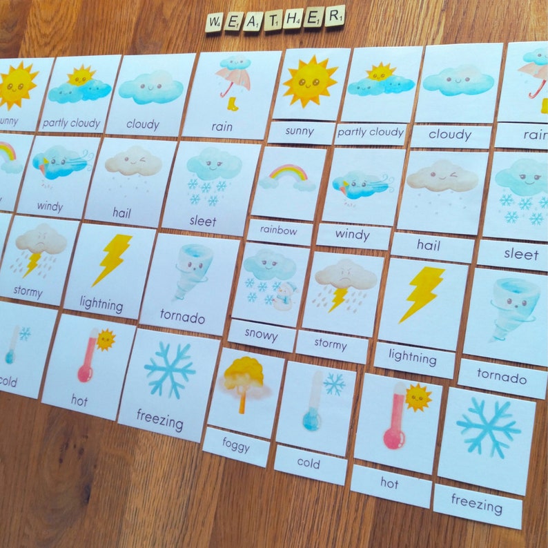3 Part Weather Flashcards Preschool Learning Home School Activities for ...