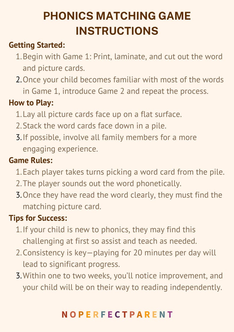 Printable Phonics Matching Game for Kids | CVC & CVCC Words | Preschool ...