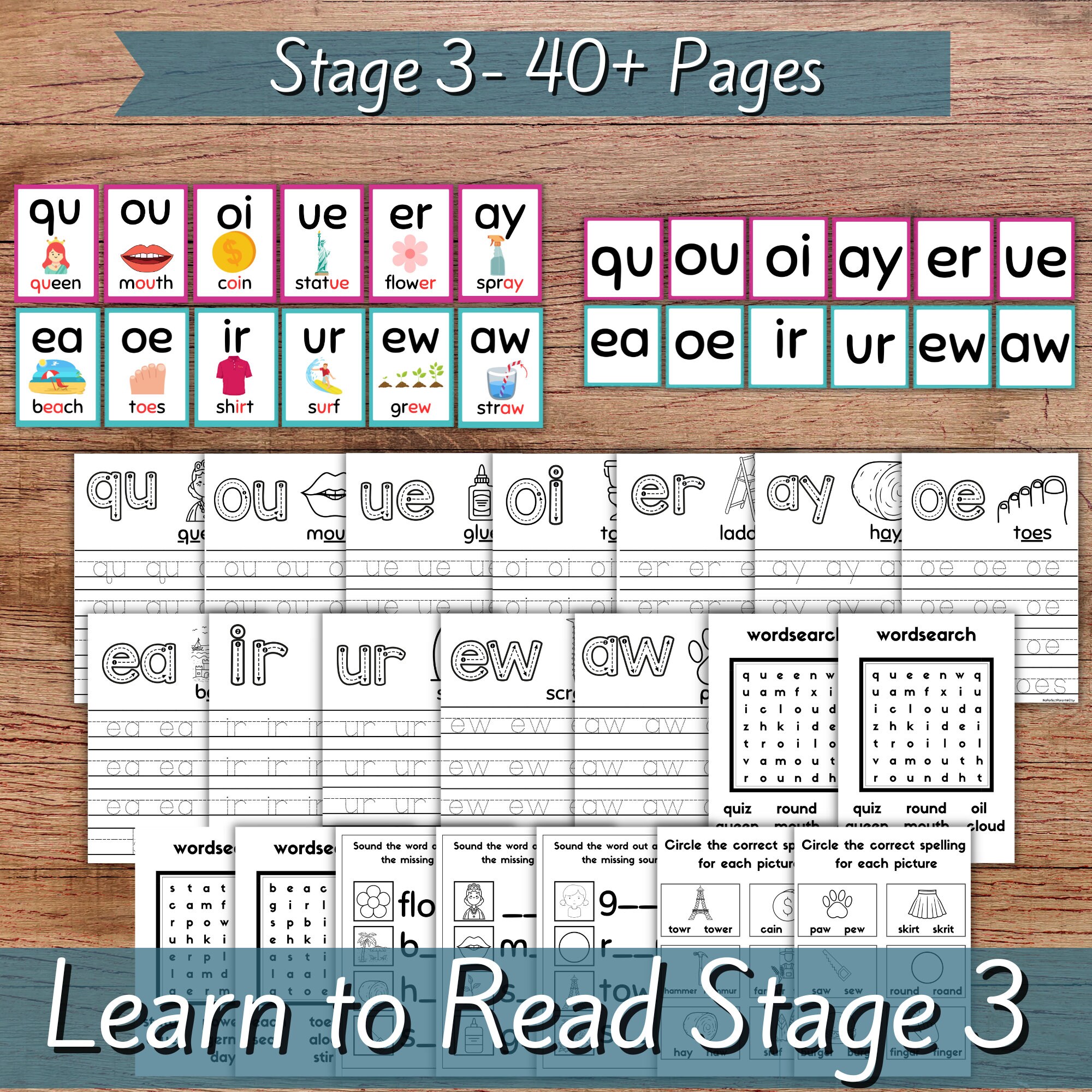 Learn to Read Phonics Programme Stage 3 40 Pages Teach Kids to Read ...
