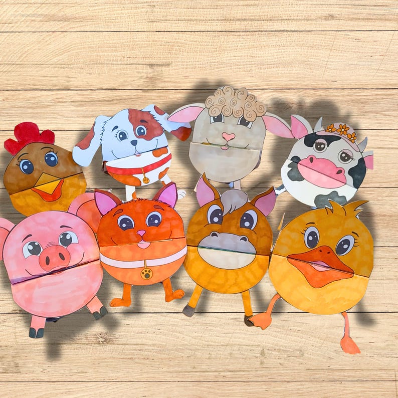 Kindergarten Activity for Kids Printable Farmyard Animal Puppets for ...