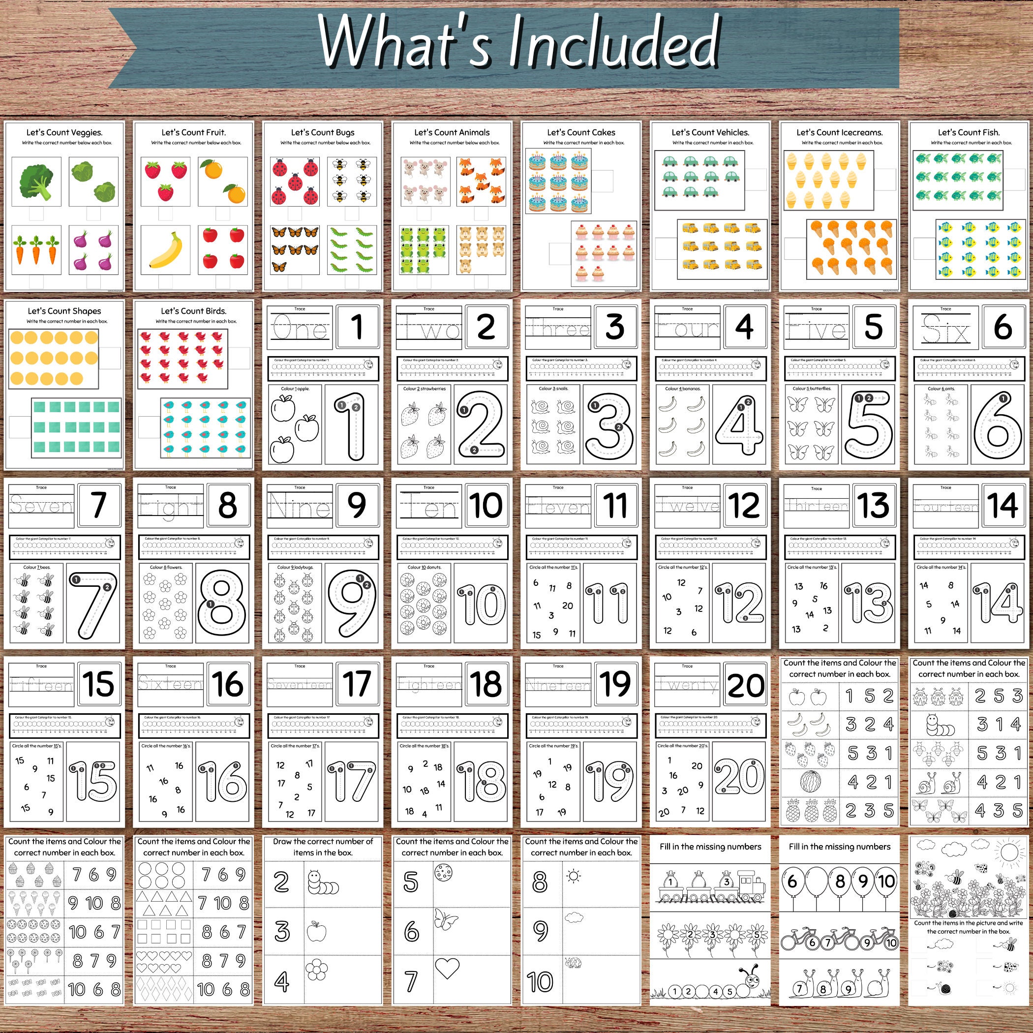 Preschool Math Printable to Teach Kids Numbers 1-20 for Kindergarten ...