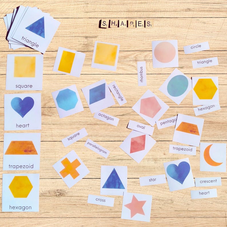 Preschool Shapes Flashcards for Kids - Toddler Activity - Montessori ...