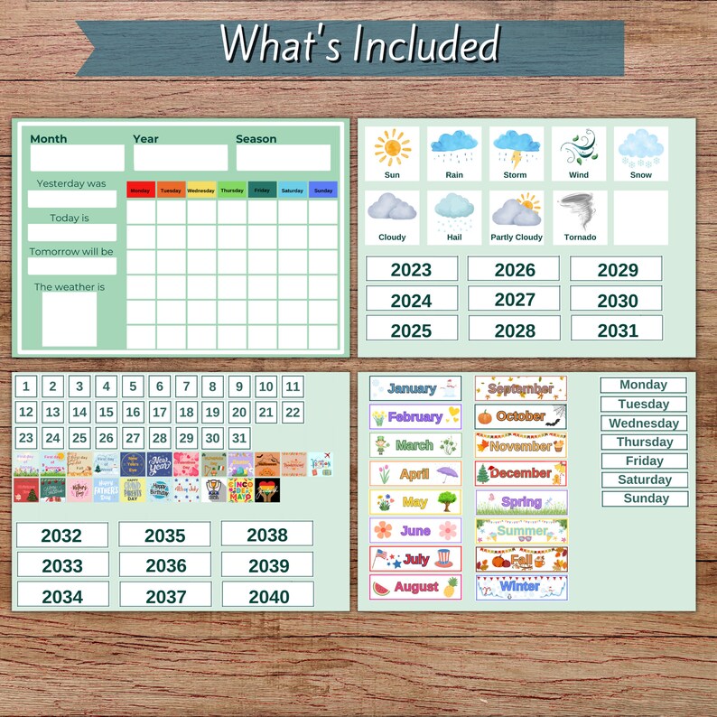 Printable Perpetual Calendar Days of the Week Chart Weather Chart for ...