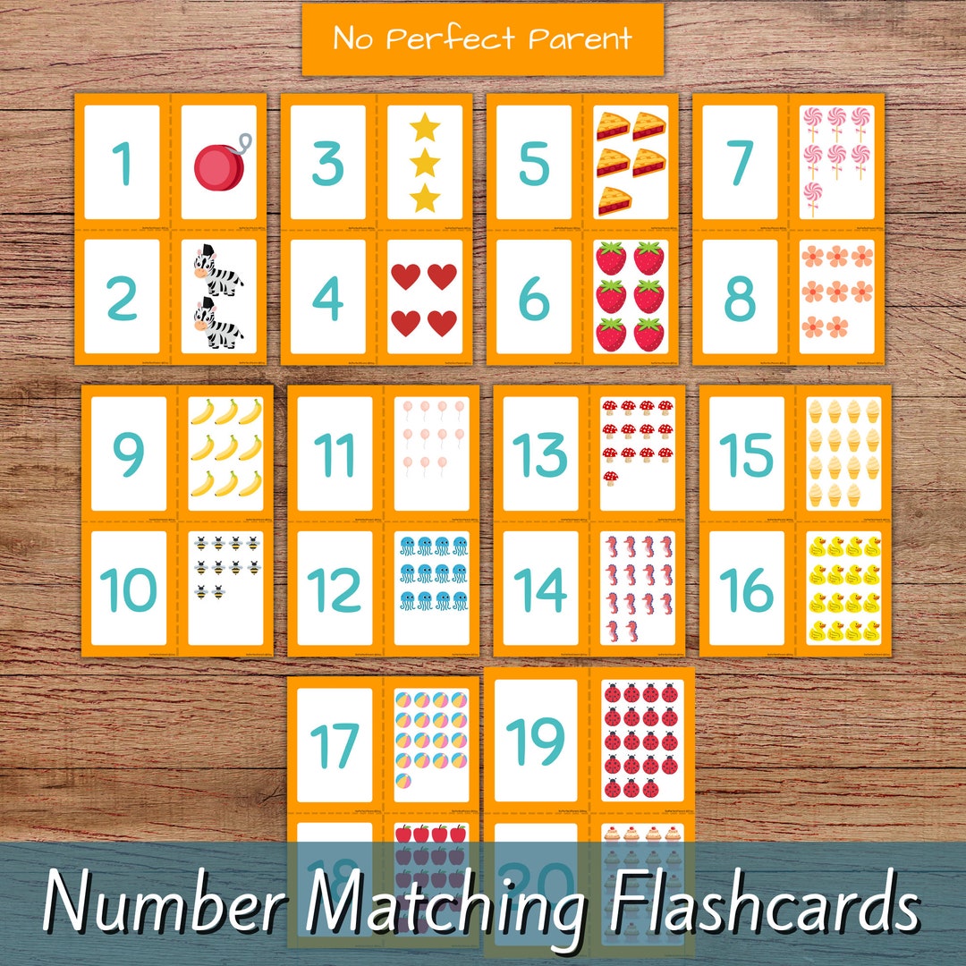 Number Flashcards for Kids Matching Cards to Teach Numbers to - Etsy