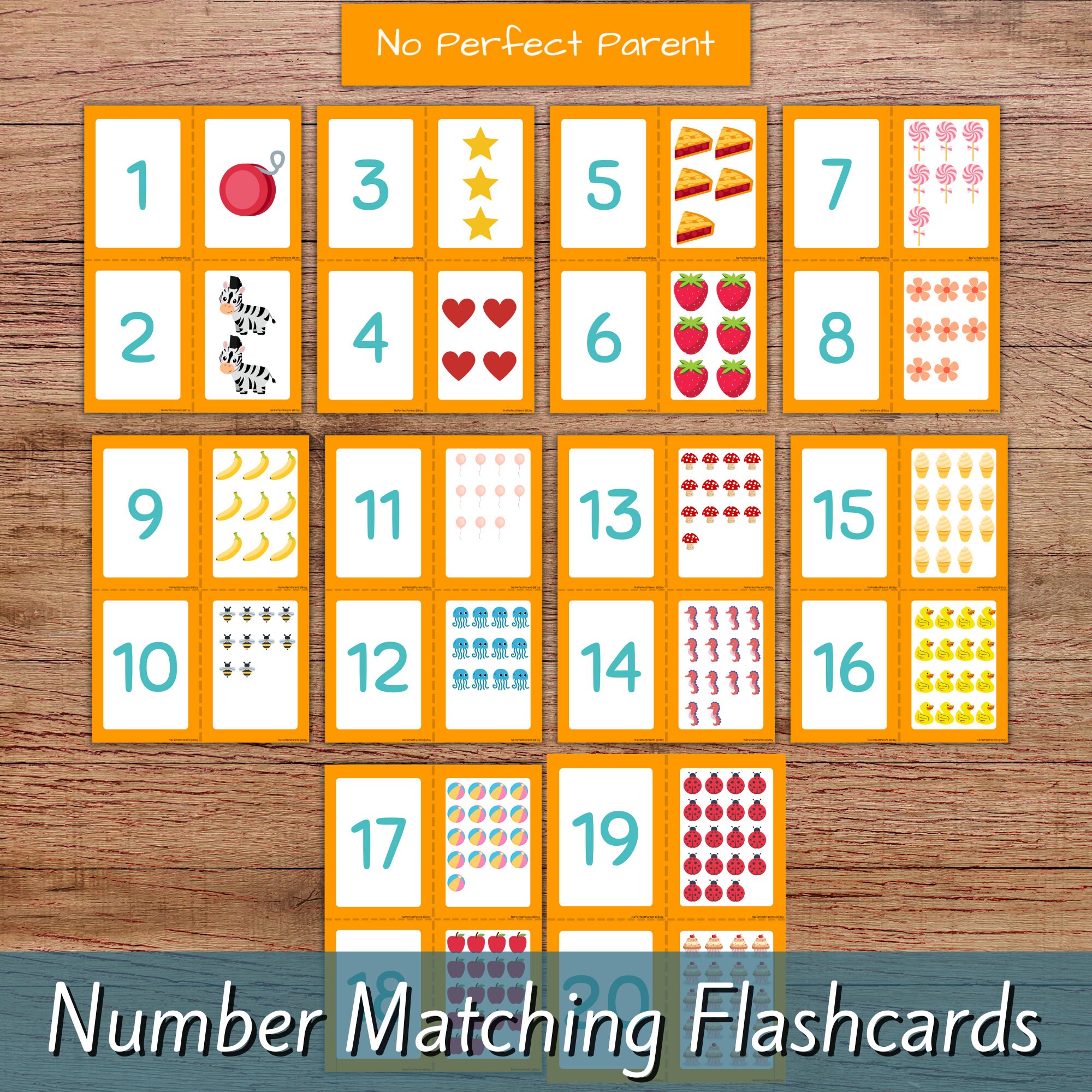 Number Flashcards for Kids Matching Cards to Teach Numbers to - Etsy