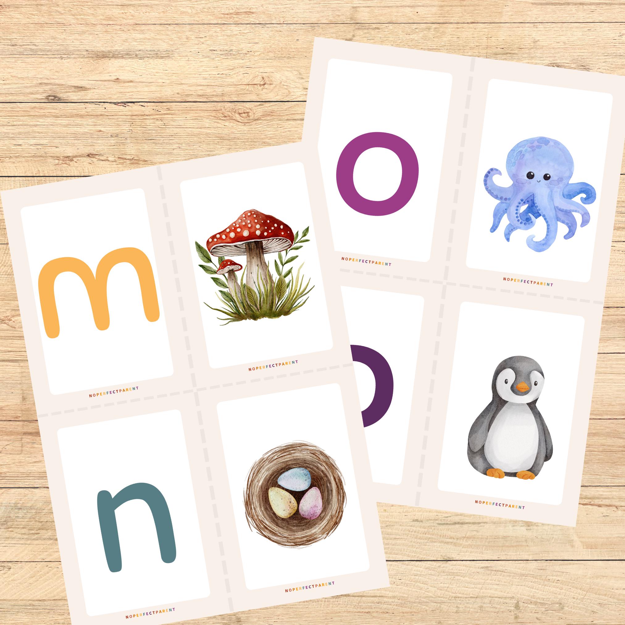 ABC Matching Flashcards for Kids – Watercolour Lowercase Alphabet ...
