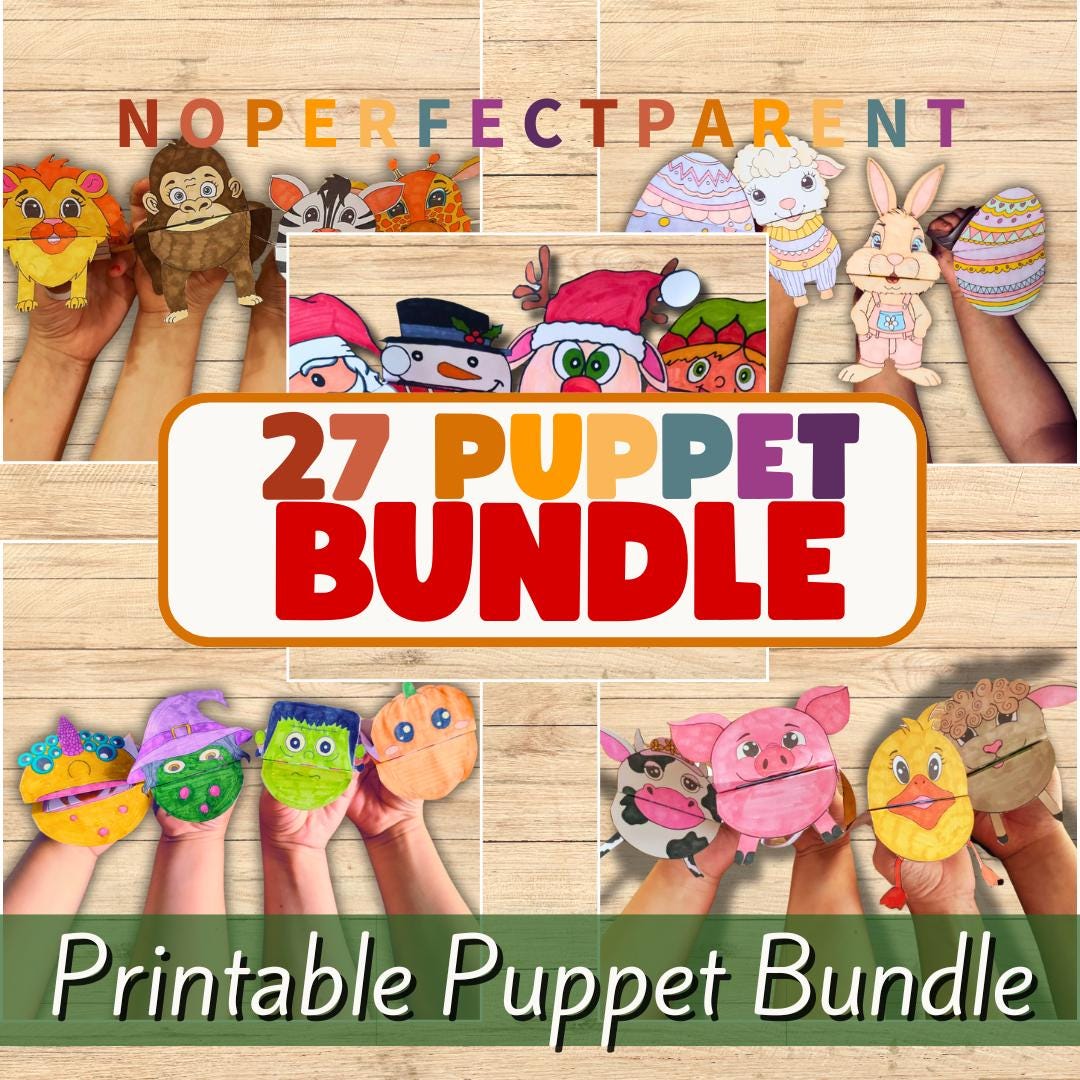 Printable Puppet Bundle | 30 DIY Paper Puppets for Kids | Holiday, Farm ...
