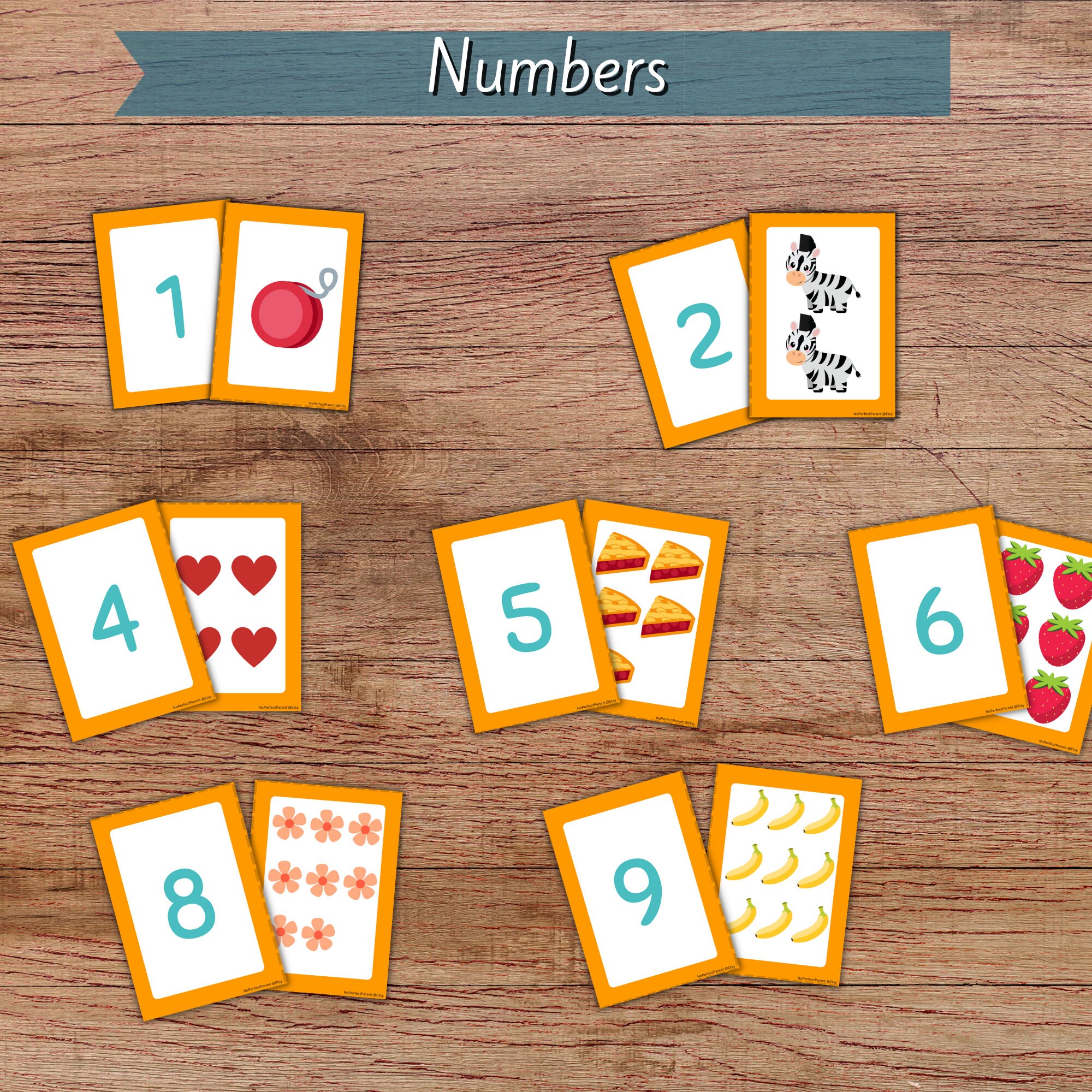 Number Flashcards for Kids Matching Cards to Teach Numbers to - Etsy