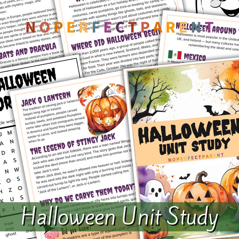 Halloween Unit Study: Kids Activity Pack, Homeschool Printable (PDF ...