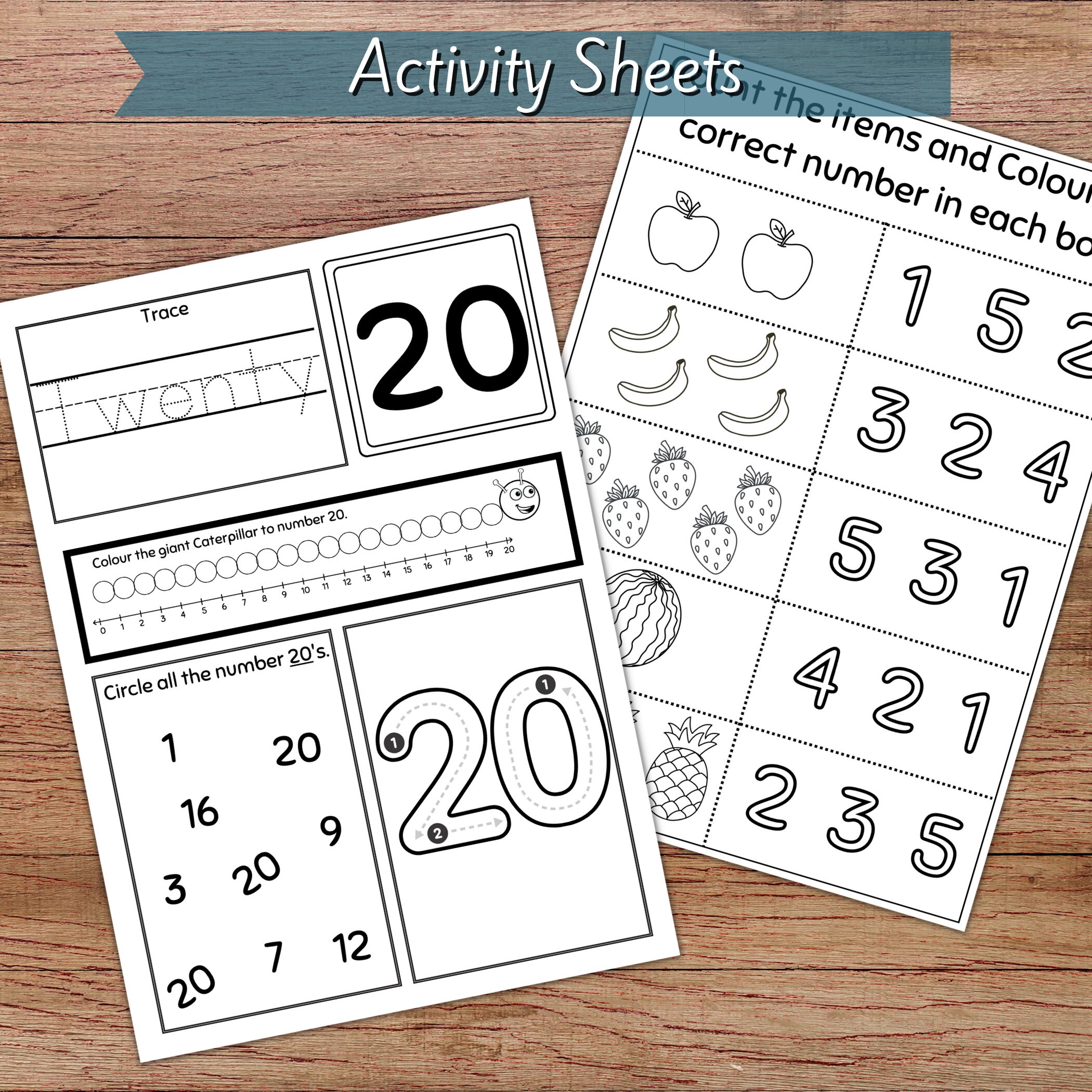 Preschool Math Printable to Teach Kids Numbers 1-20 for Kindergarten ...