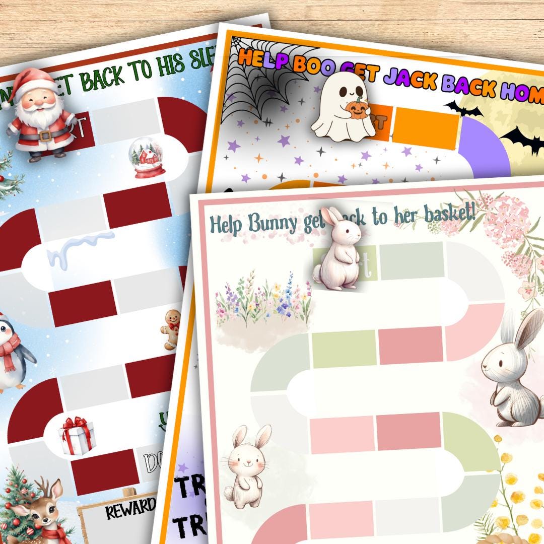 Kids Reward Chart Printable Bundle: Themed Behavior & Chore Trackers ...