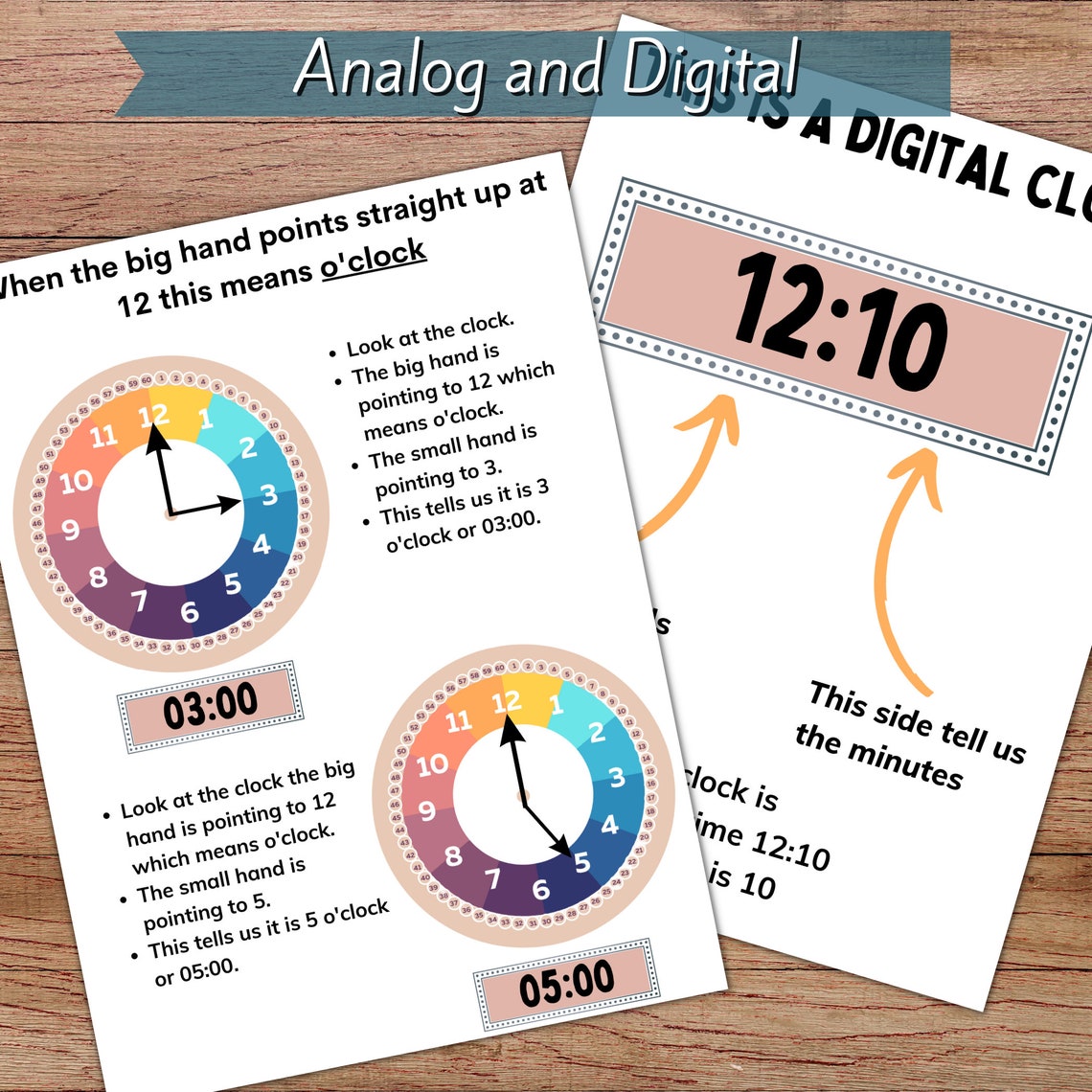 Learn to Tell Time Printable Clock Teaching Time Bundle Teach Kids to ...