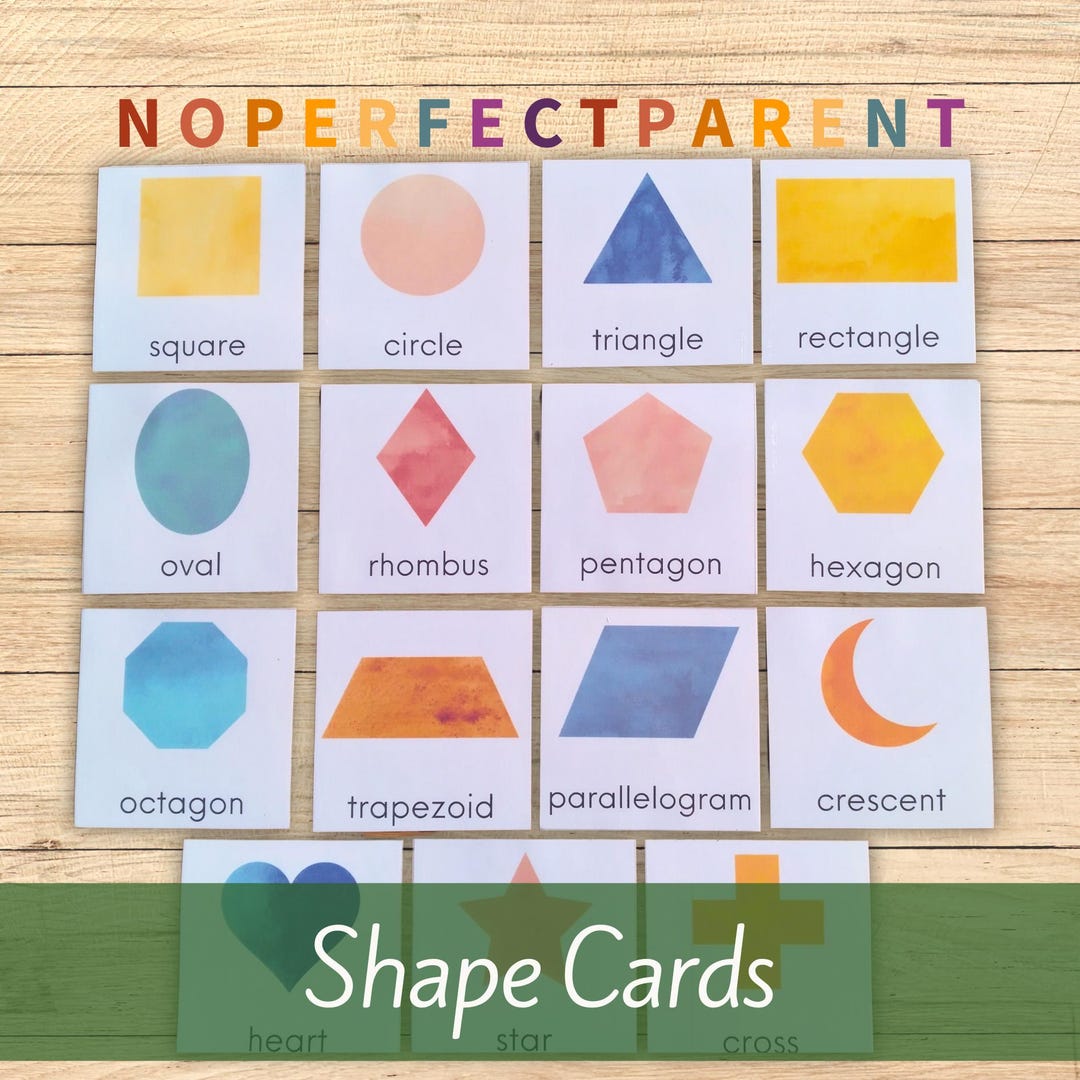Preschool Shapes Flashcards for Kids - Toddler Activity - Montessori ...