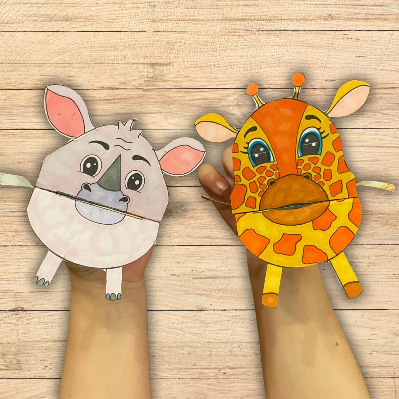 Printable Animal Puppets for Kids Craft Activity for Children Colouring ...