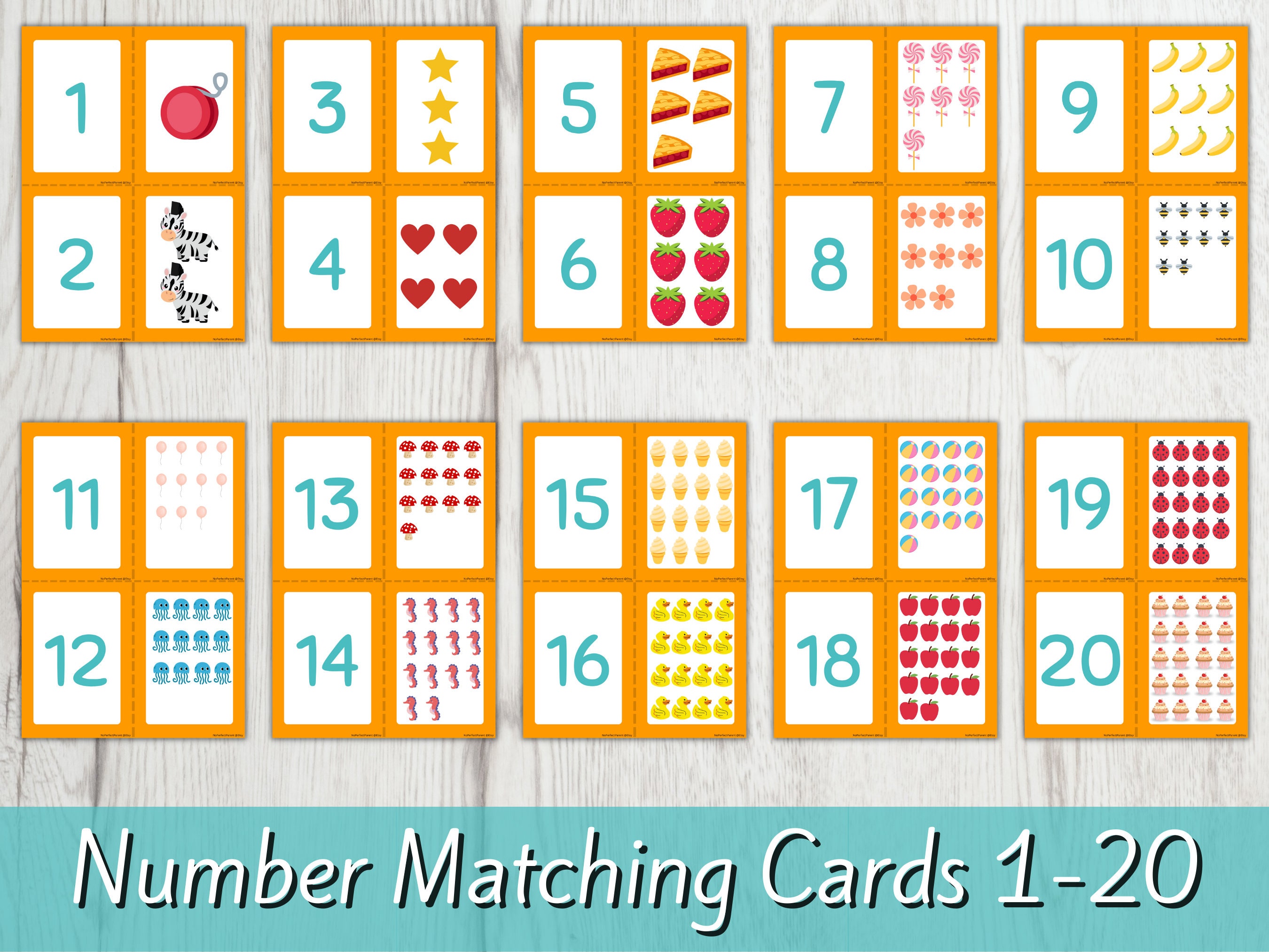 Picture Cards for Kids Teach Numbers With Matching - Etsy