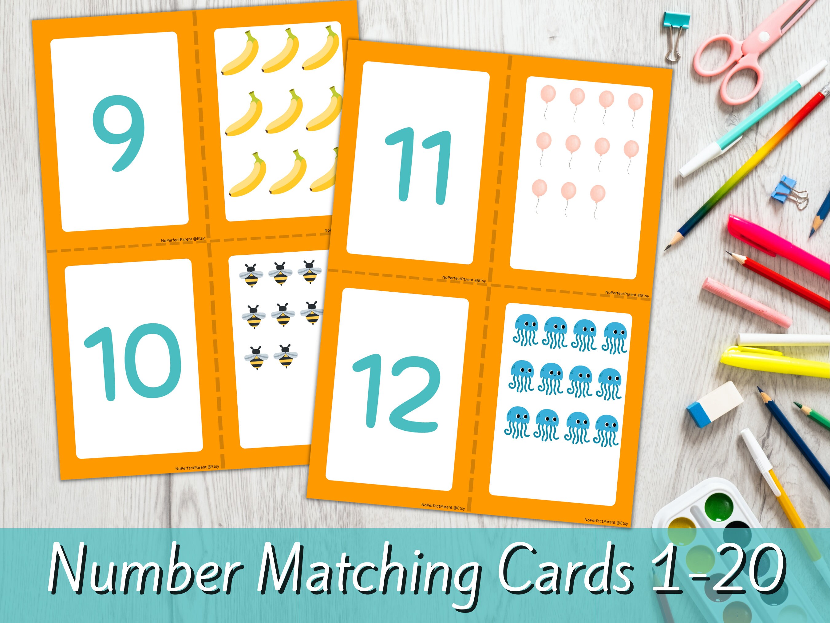 Picture Cards for Kids Teach Numbers With Matching - Etsy