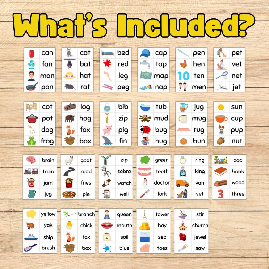 Printable Phonics Matching Game for Kids | CVC & CVCC Words | Preschool ...