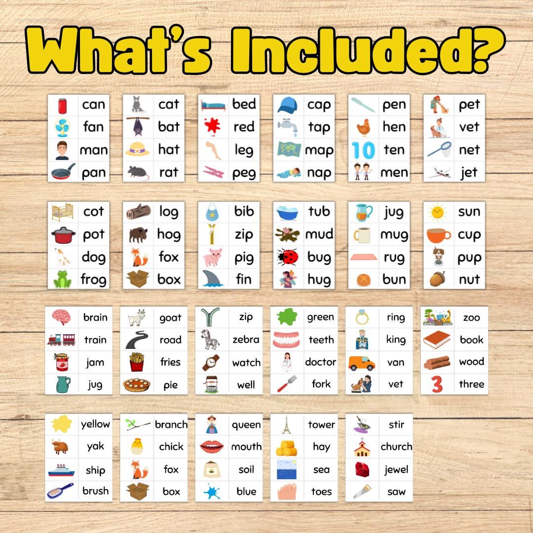 Printable Phonics Matching Game for Kids | CVC & CVCC Words | Preschool ...