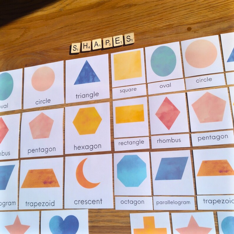 Preschool Shapes Flashcards for Kids Toddler Activity Montessori ...