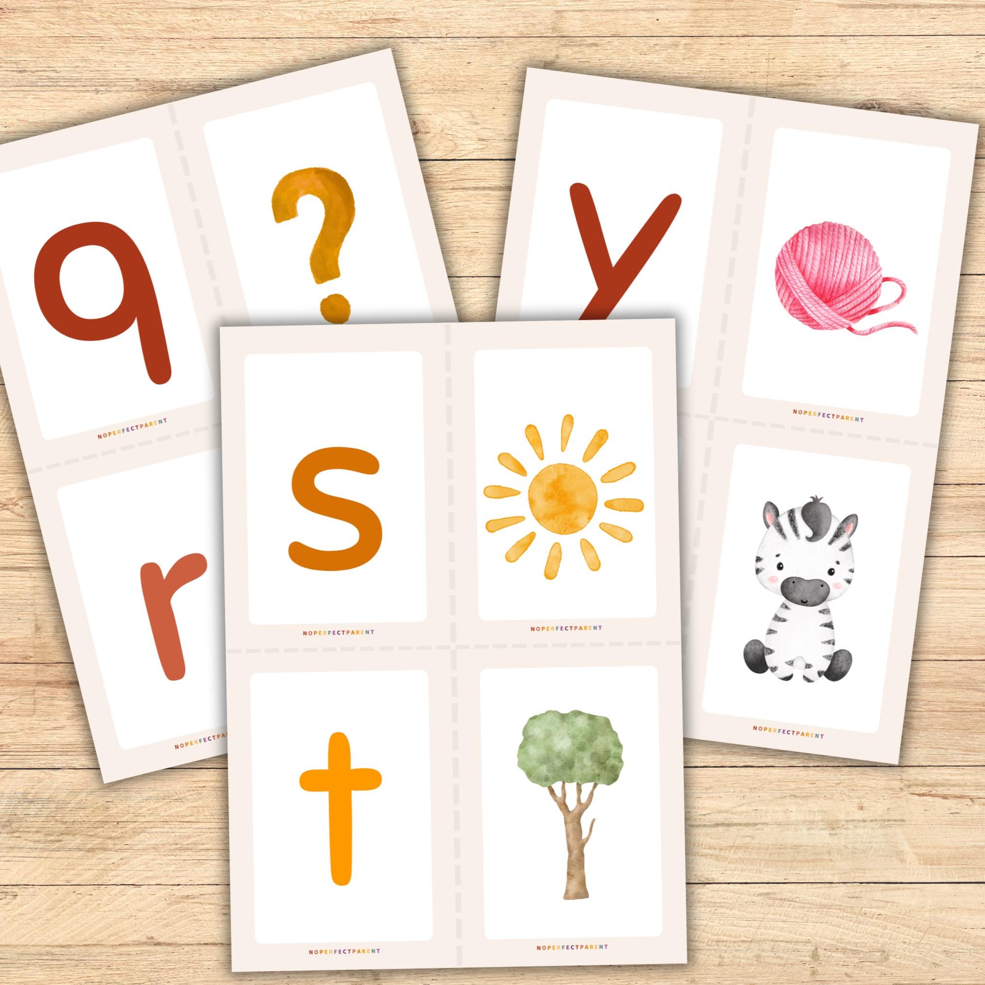 ABC Matching Flashcards for Kids – Watercolour Lowercase Alphabet ...