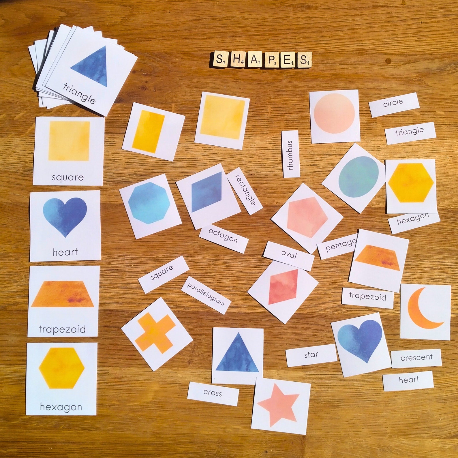 Preschool Shapes Flashcards for Kids Toddler Activity Montessori ...