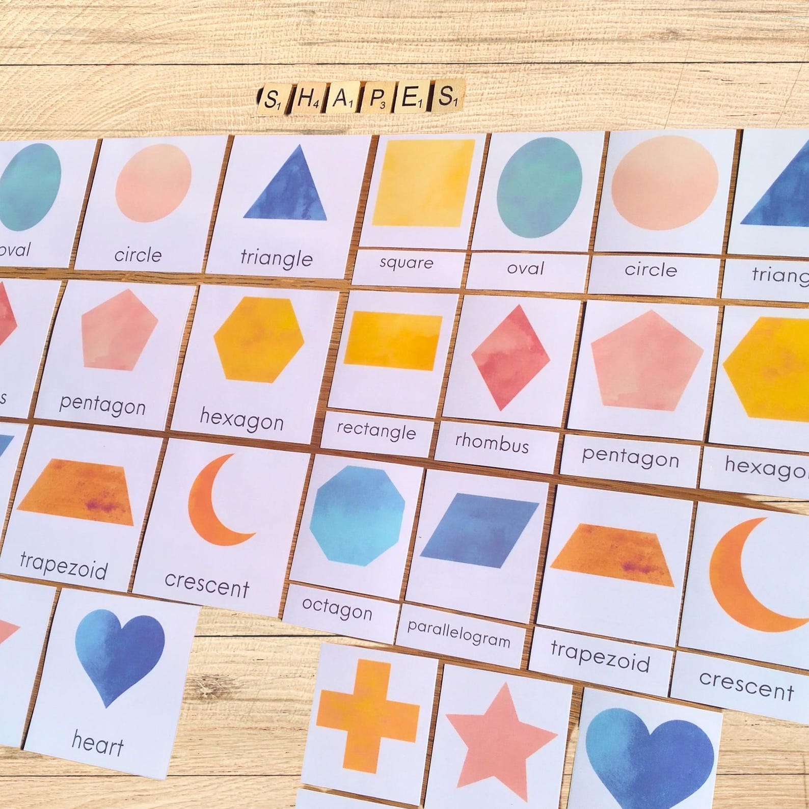 Preschool Shapes Flashcards for Kids - Toddler Activity - Montessori ...