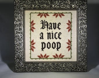 Cross Stitch Pattern Have a Nice Poop. DIY Bathroom Decor. - Etsy