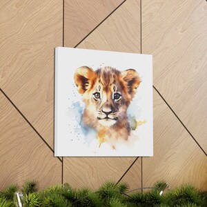 Charming Lion Cub Watercolor Painting on Canvas Nursery and Children's ...