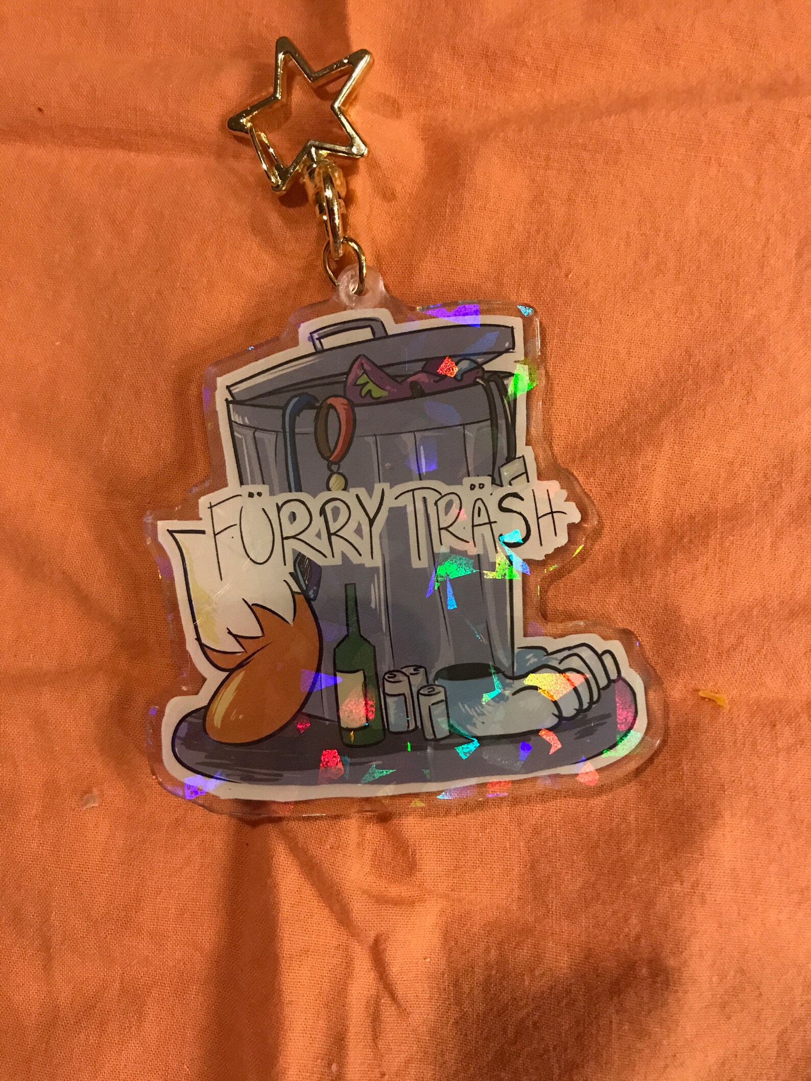 HOLO Furry Trash Acrylic Charm/keychain - Etsy