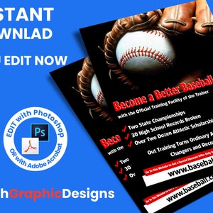 EDITABLE Baseball Flyer, School, Training, Trainer Baseball - Etsy