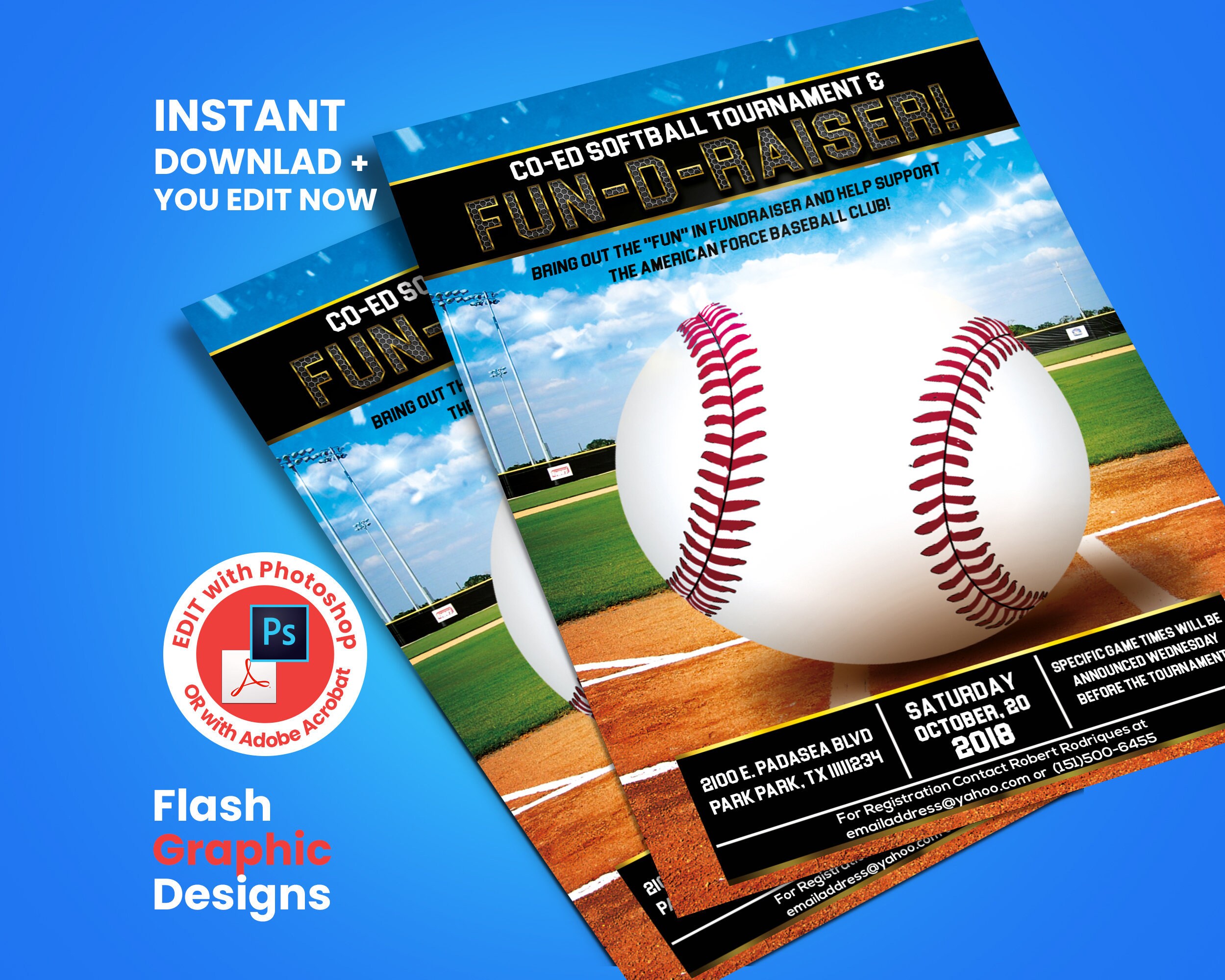 Editable Baseball / Softball Poster Template Tournament - Etsy