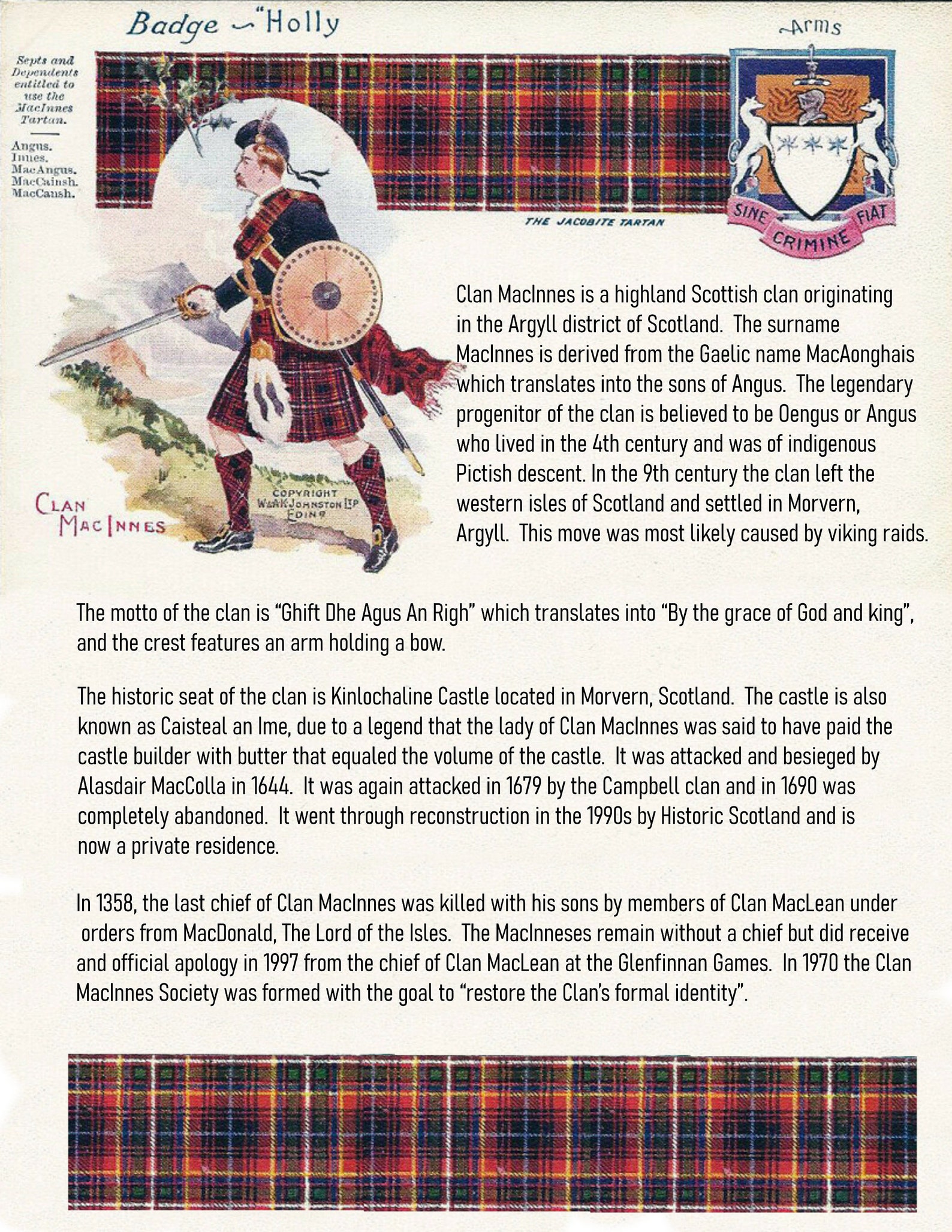 Clan Macinnes History Download Print Yourself Etsy