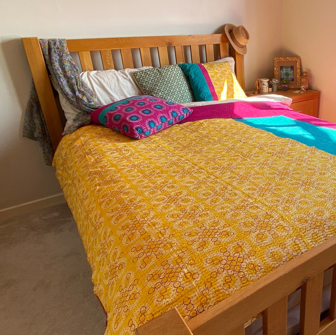 Bespoke Bohemian Hippy Quilted Bedspread Kantha Stitch - Etsy