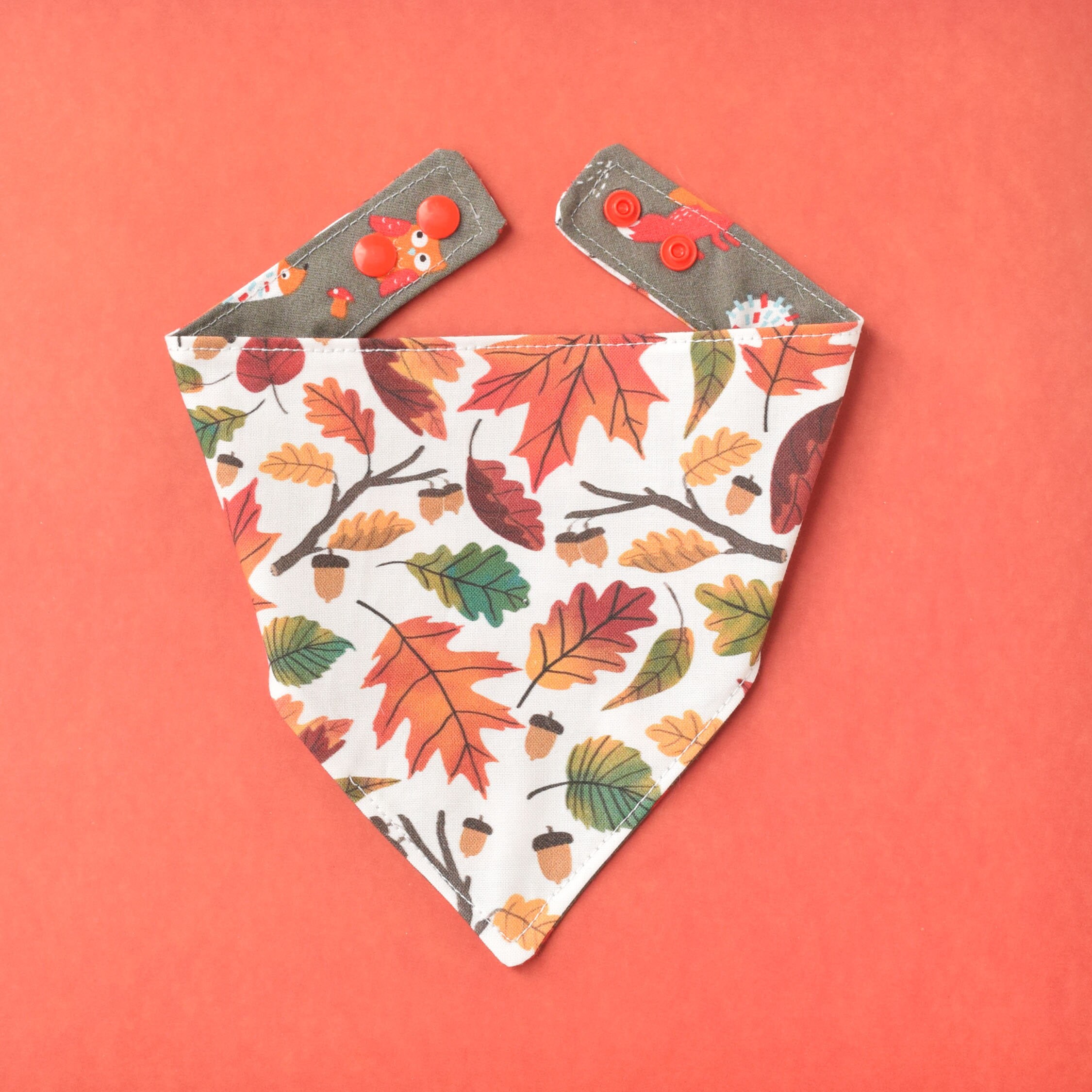 Fall Leaves Cat Bandana Reversible Acorn Cat Scarf Woodland | Etsy