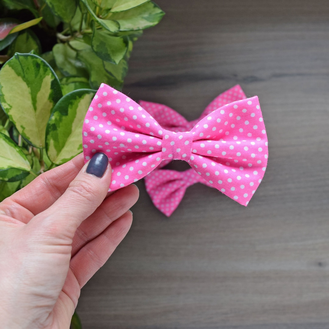 Neon Pink Cat Bowtie Pink Polka Dot Dog Bow Tie Birthday Party Pet ...