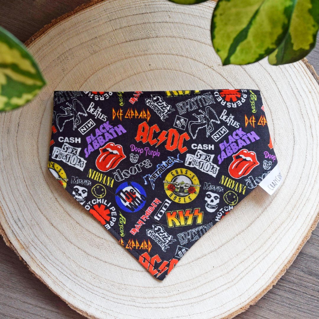 Rock Band Pet Bandana: Reversible Cotton Cat/dog Neckerchief - Etsy