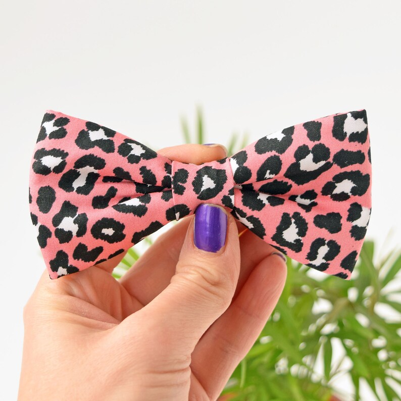Pink Leopard Cat Bowtie Jungle Cat Bow Tie Leopard Dog | Etsy