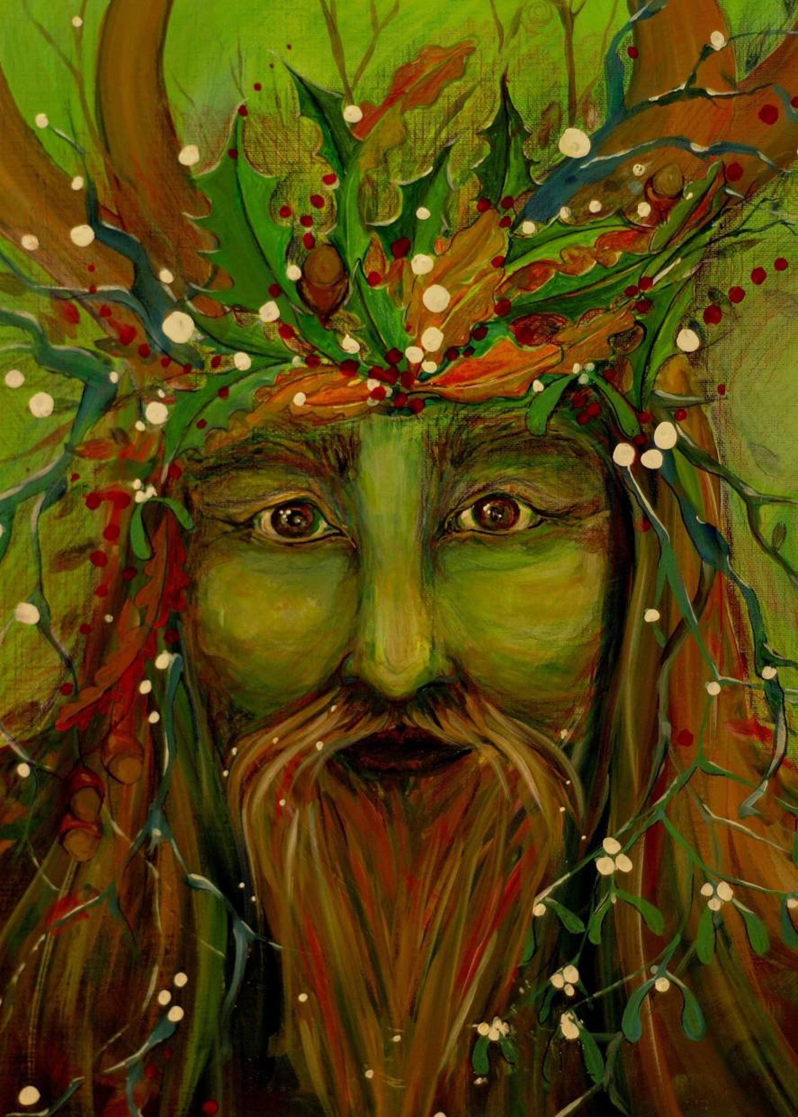Yule Green Man, Card and Mounted Print - Etsy UK