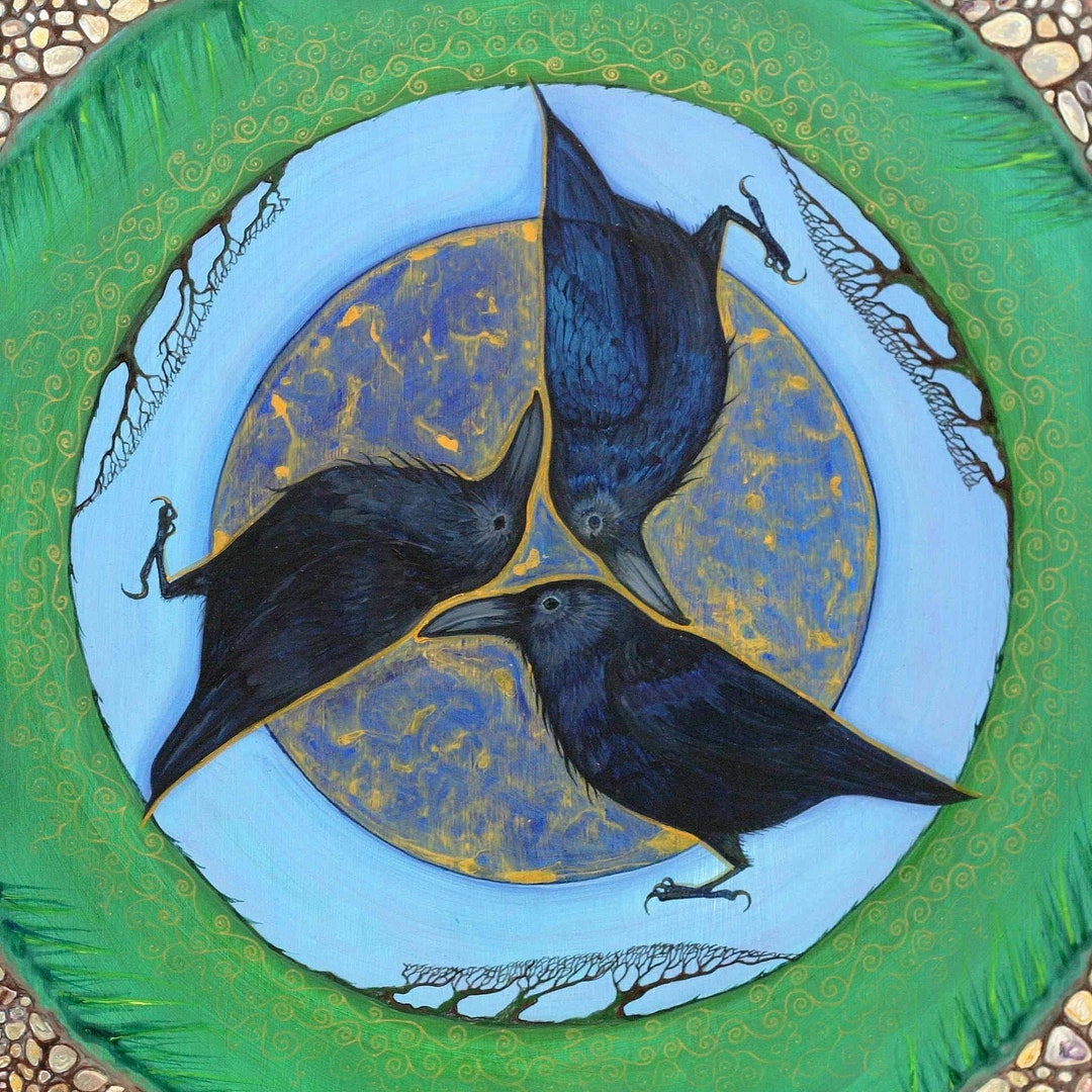 Triple Raven, Greeting Card and Mounted Print - Etsy UK
