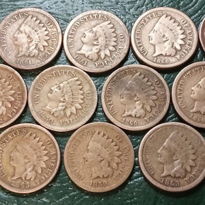 1 - Copper Nickel CN Indian Head Cent 1c Better Grade 1859 - 1864 FREE ...