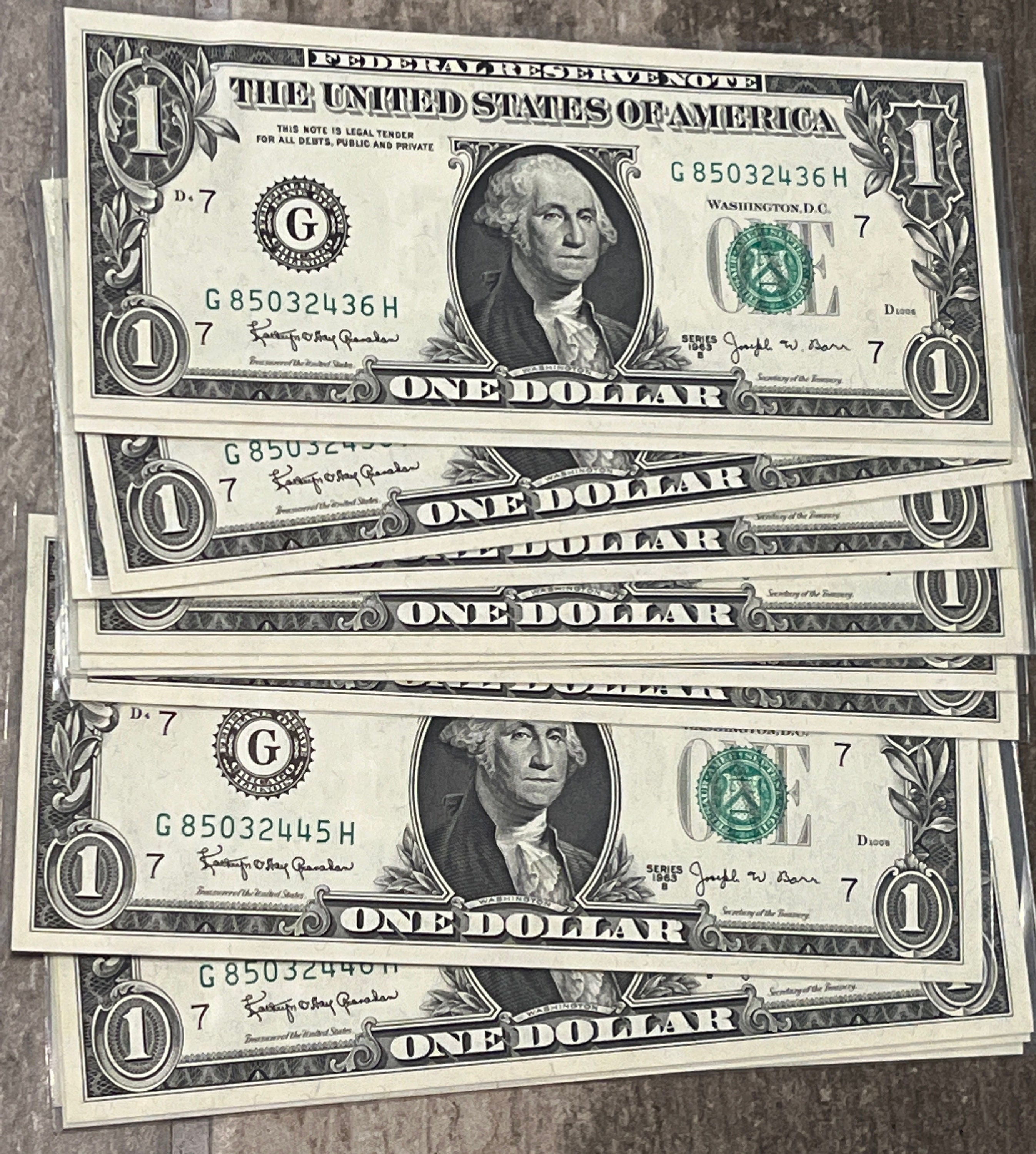 1963B One Dollar Bill Uncirculated Federal Reserve Note FRN FREE ...
