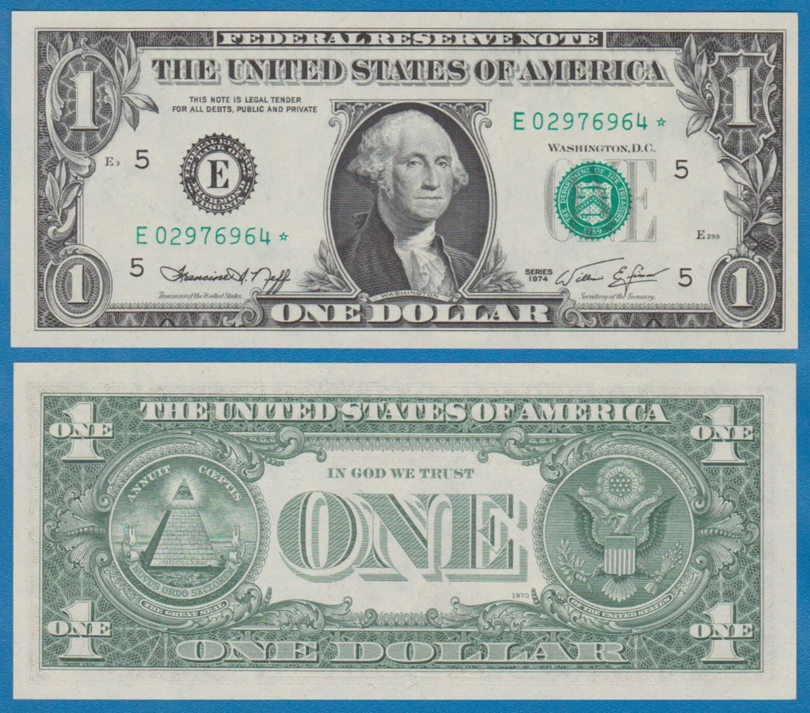 1974 One Dollar Star Notes Uncirculated Consecutive Sequential FRN FREE ...