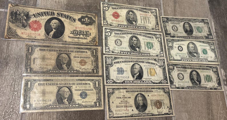 Collection Lot of Vintage Rare US Currency 10 Different Collectible ...