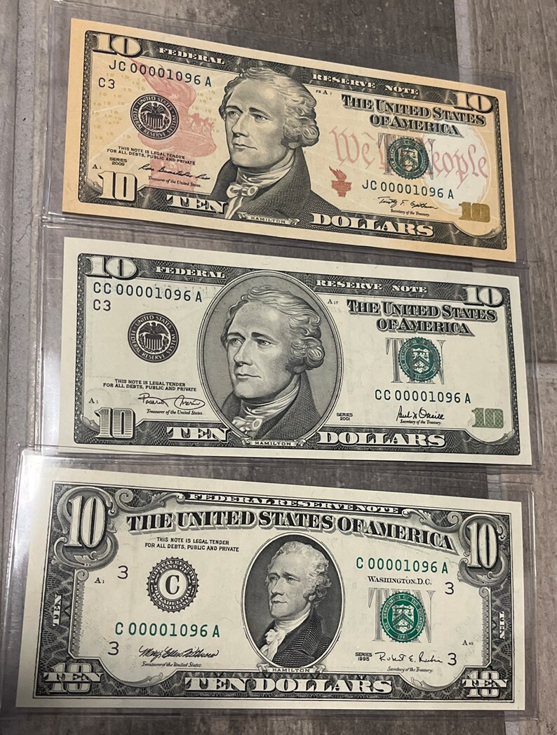 3 US 10-dollar Bills With Identical Matching Low Serial - Etsy