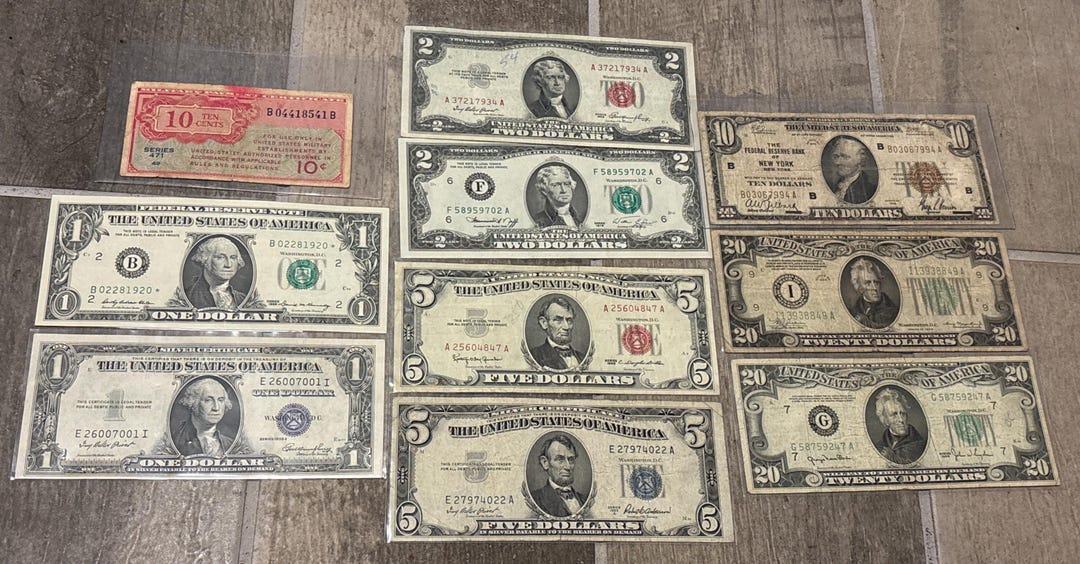 Collection Lot of Vintage Rare US Currency 10 Different Collectible ...