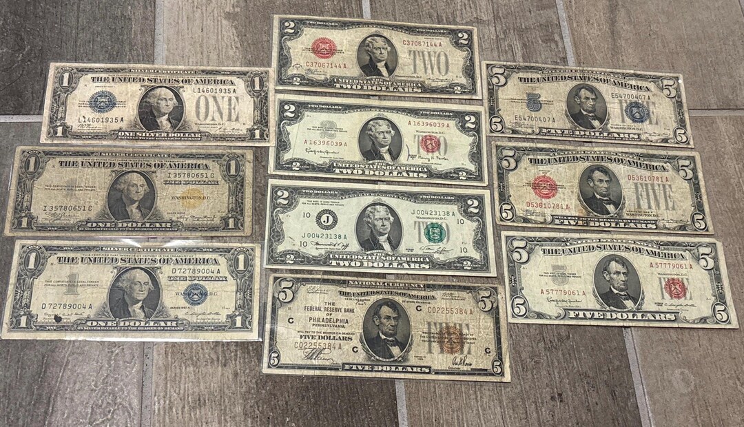 Collection of Vintage Rare US Currency 10 Different Collectible Notes ...