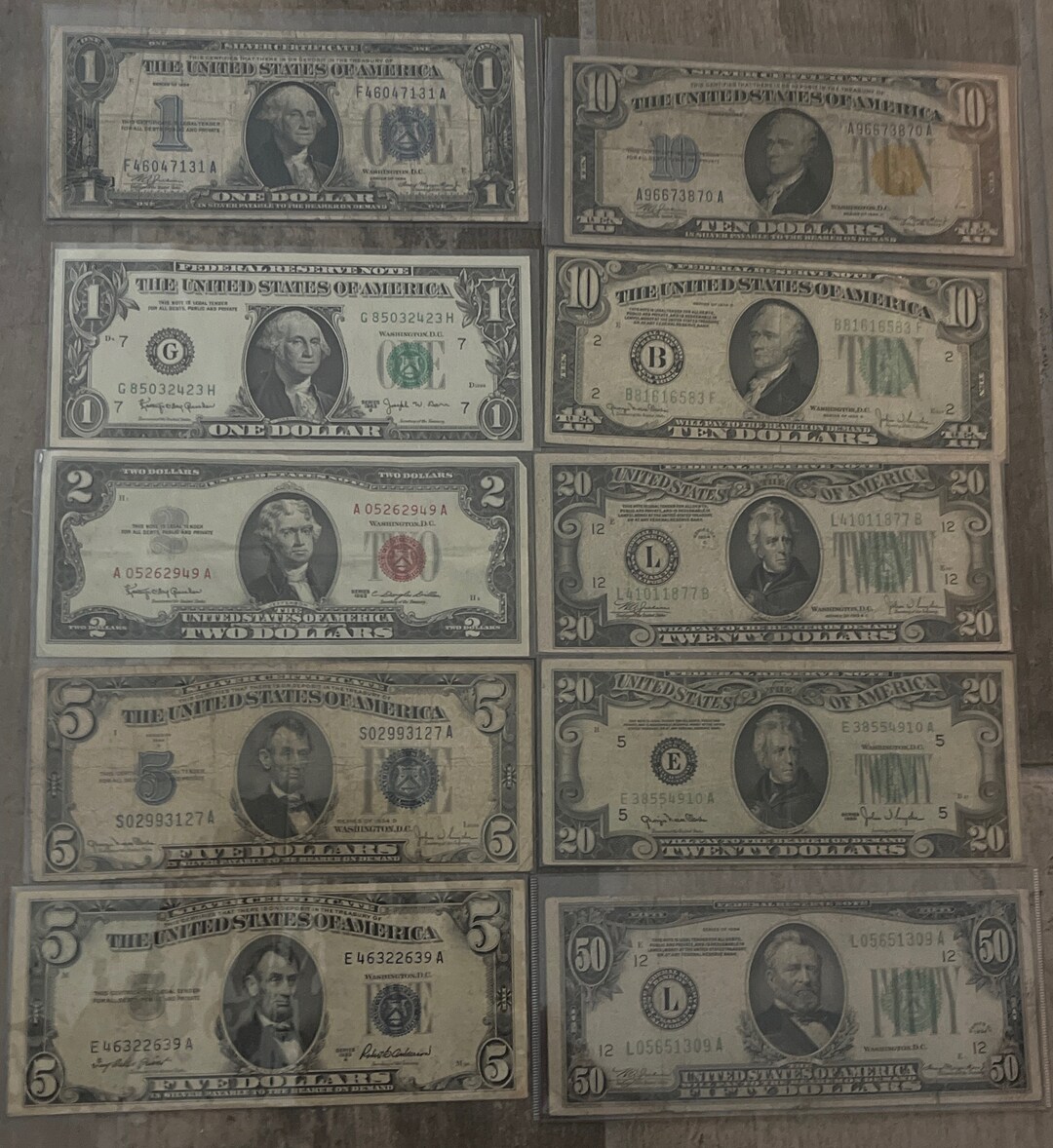Collection of Vintage Rare US Currency 10 Different Collectible Notes ...